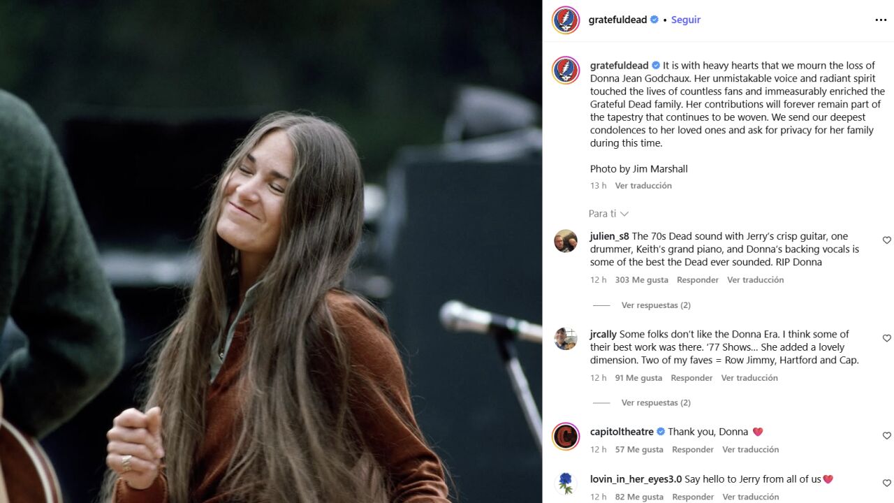 Muere la vocalista del grupo Grateful Dead, Donna Jean Godchaux, a los ...