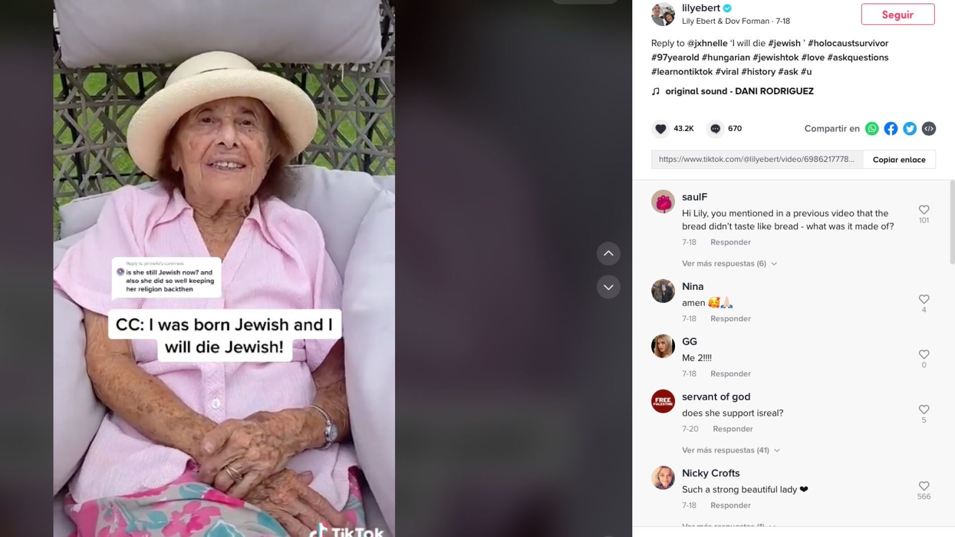 Una superviviente del Holocausto se hace popular en TikTok a sus 97 años