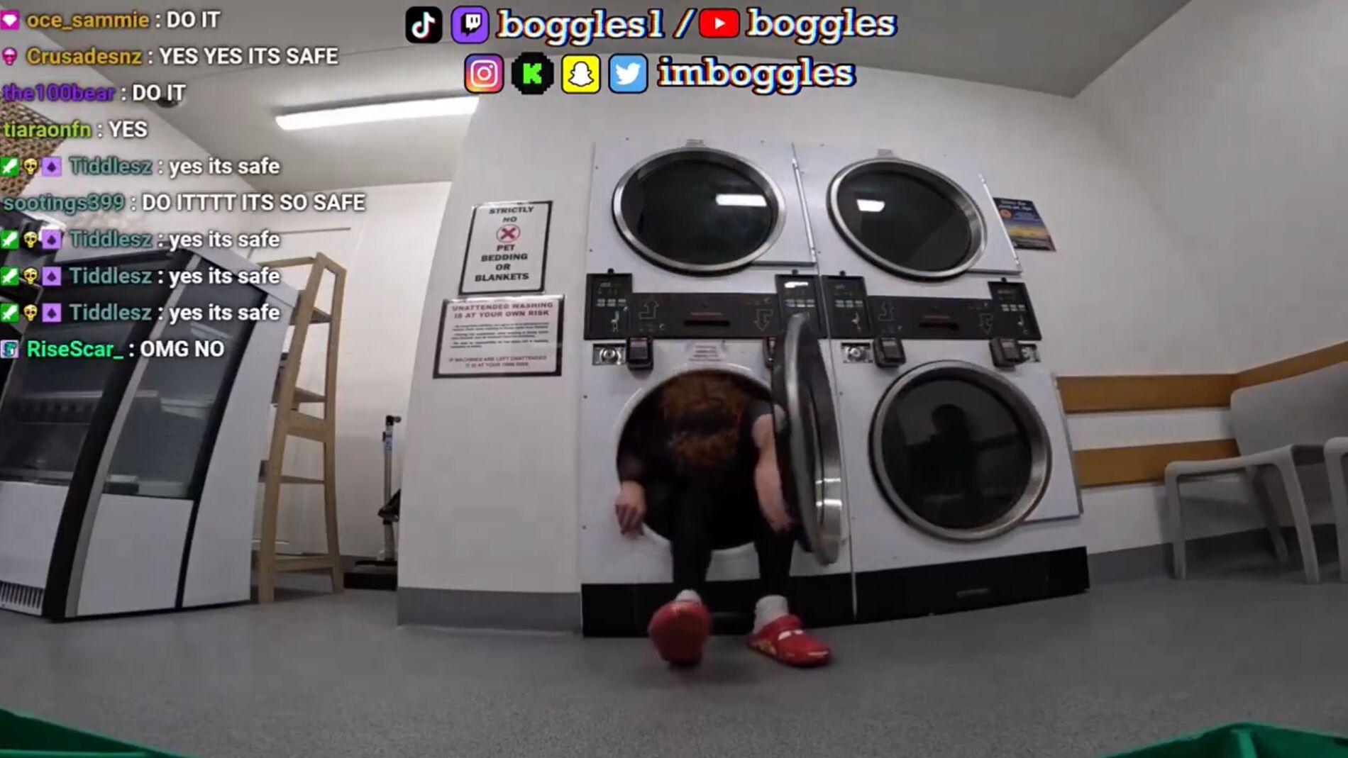 Un streamer hace el washing machine challenge y se queda atrapado en la ...